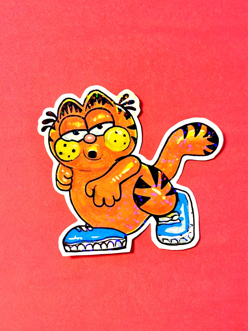 Garfield Sticker Sheet, Pack of 5 Stickers, PVC Toy Antique Repop ...