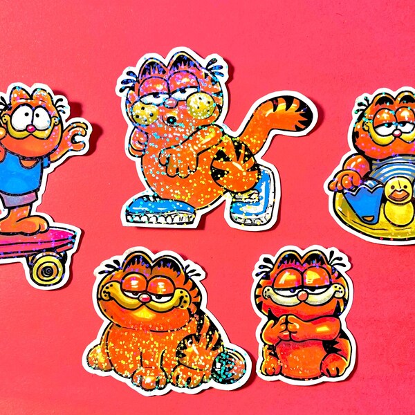 Glitter Garfield Stickers - Etsy