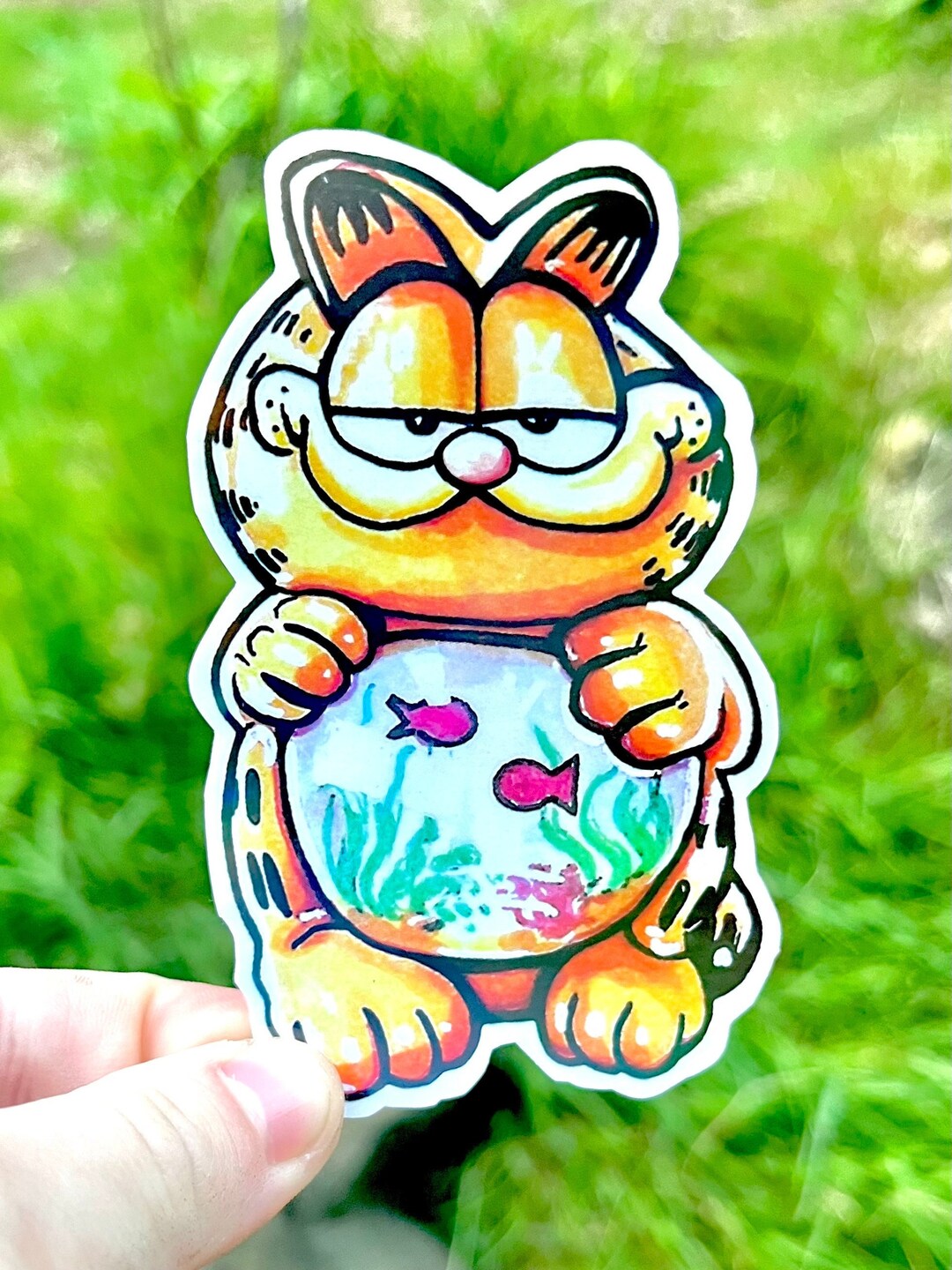 Garfield Fishtank Vinyl Sticker, Waterproof Holographic, Glitter, Matte ...