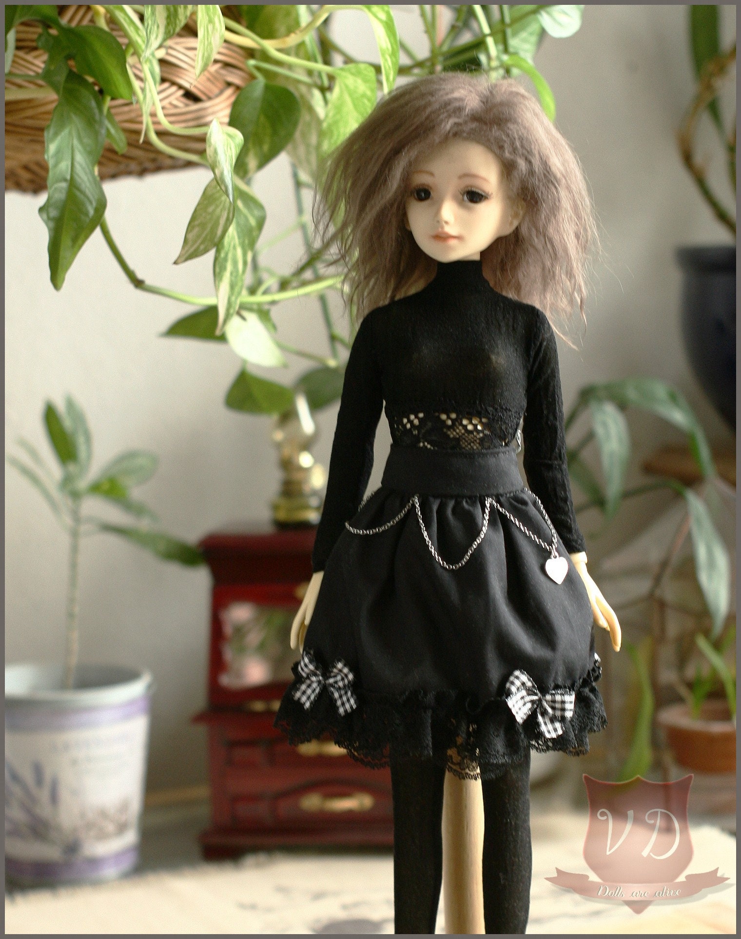 Doll Clothing Toys & Games Dolls & Action Figures Black lace long ...