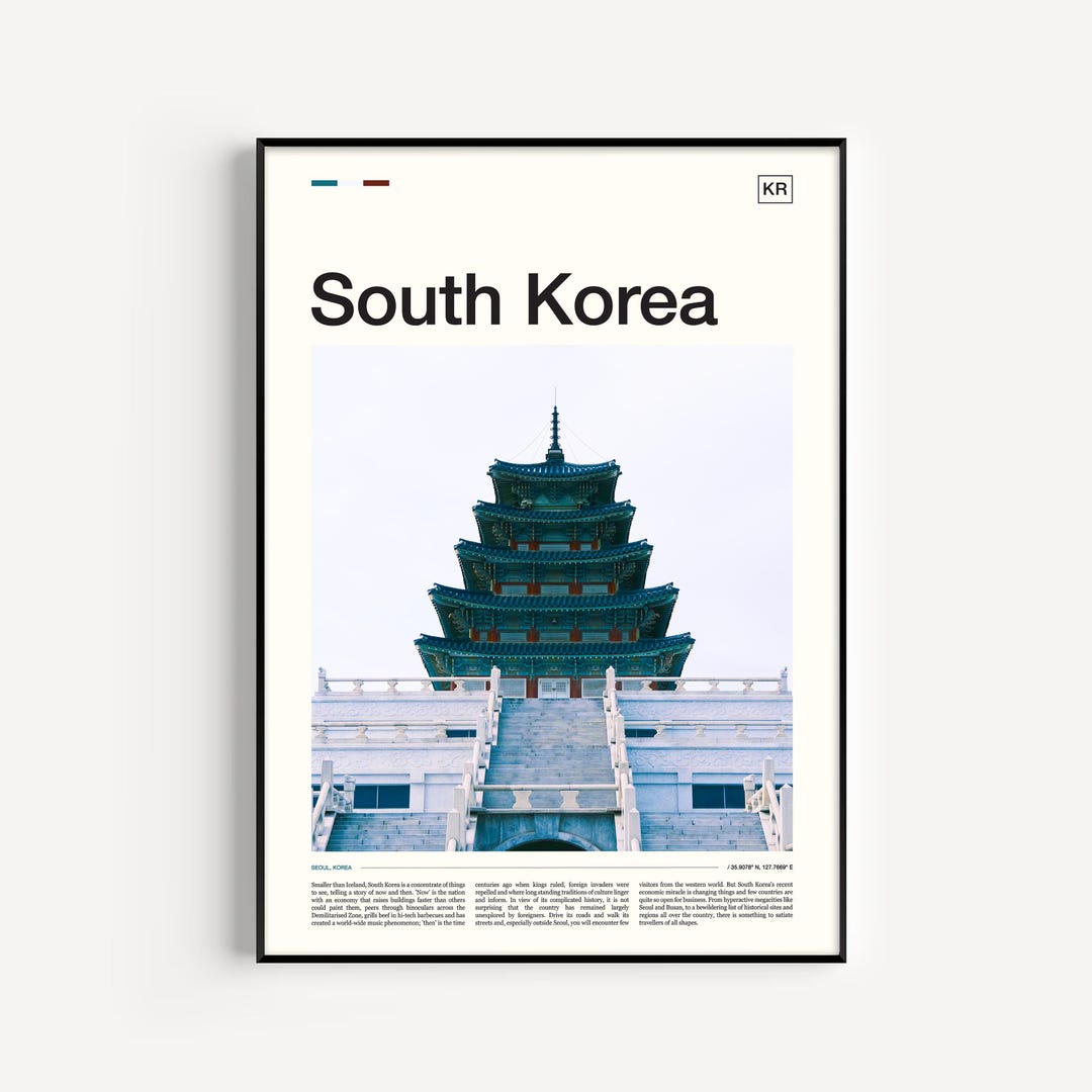 South Korea Print, South Korea Décor, South Korea Art Print, South ...