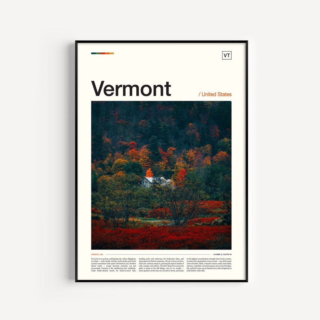 Vermont Poster, Vermont Art, Vermont Print, Vermont Wall Art, Vermont ...