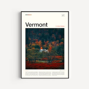 Vermont Poster, Vermont Art, Vermont Print, Vermont Wall Art, Vermont ...