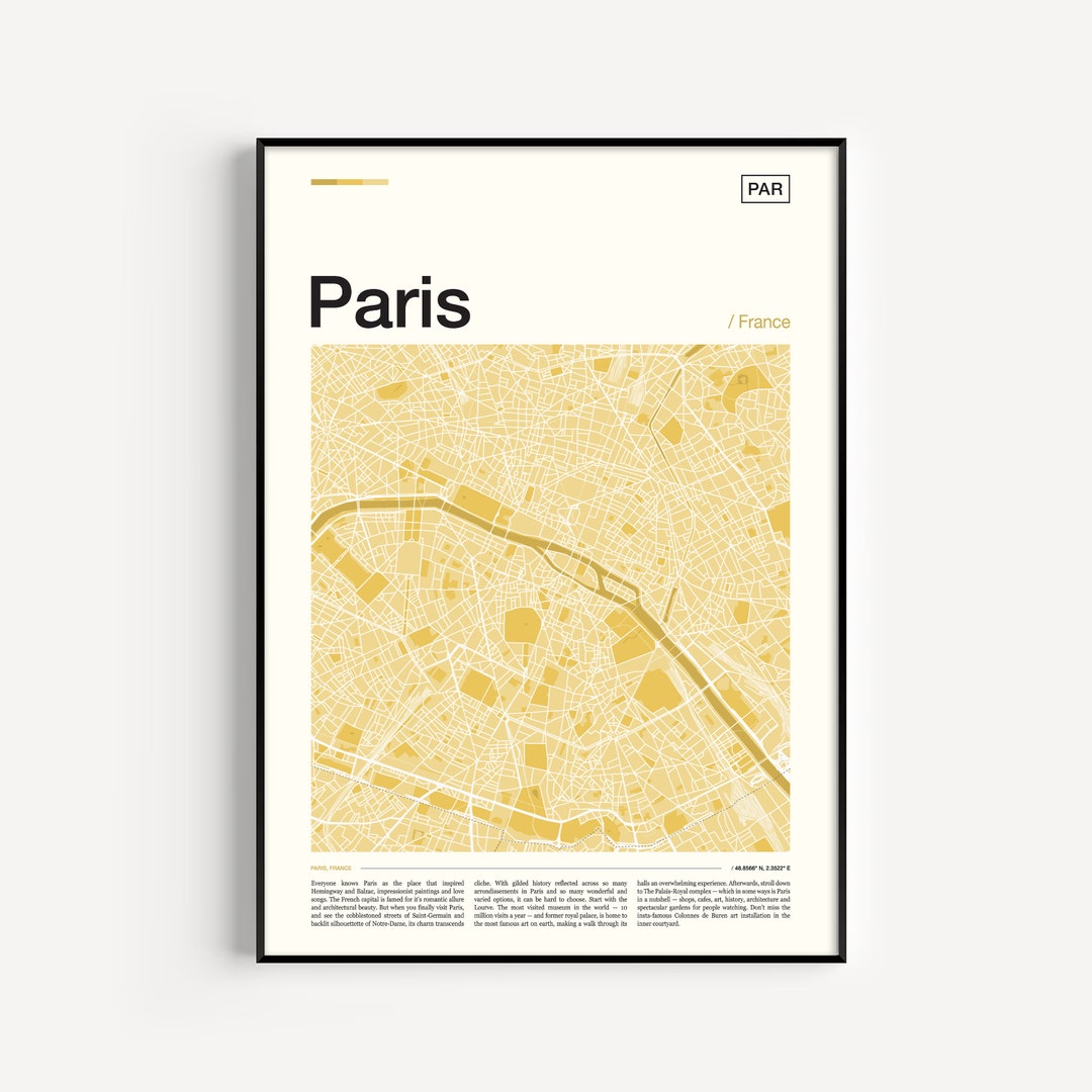Paris Map Print, Paris Poster, Paris Map, Paris Print, Paris Wall Art ...