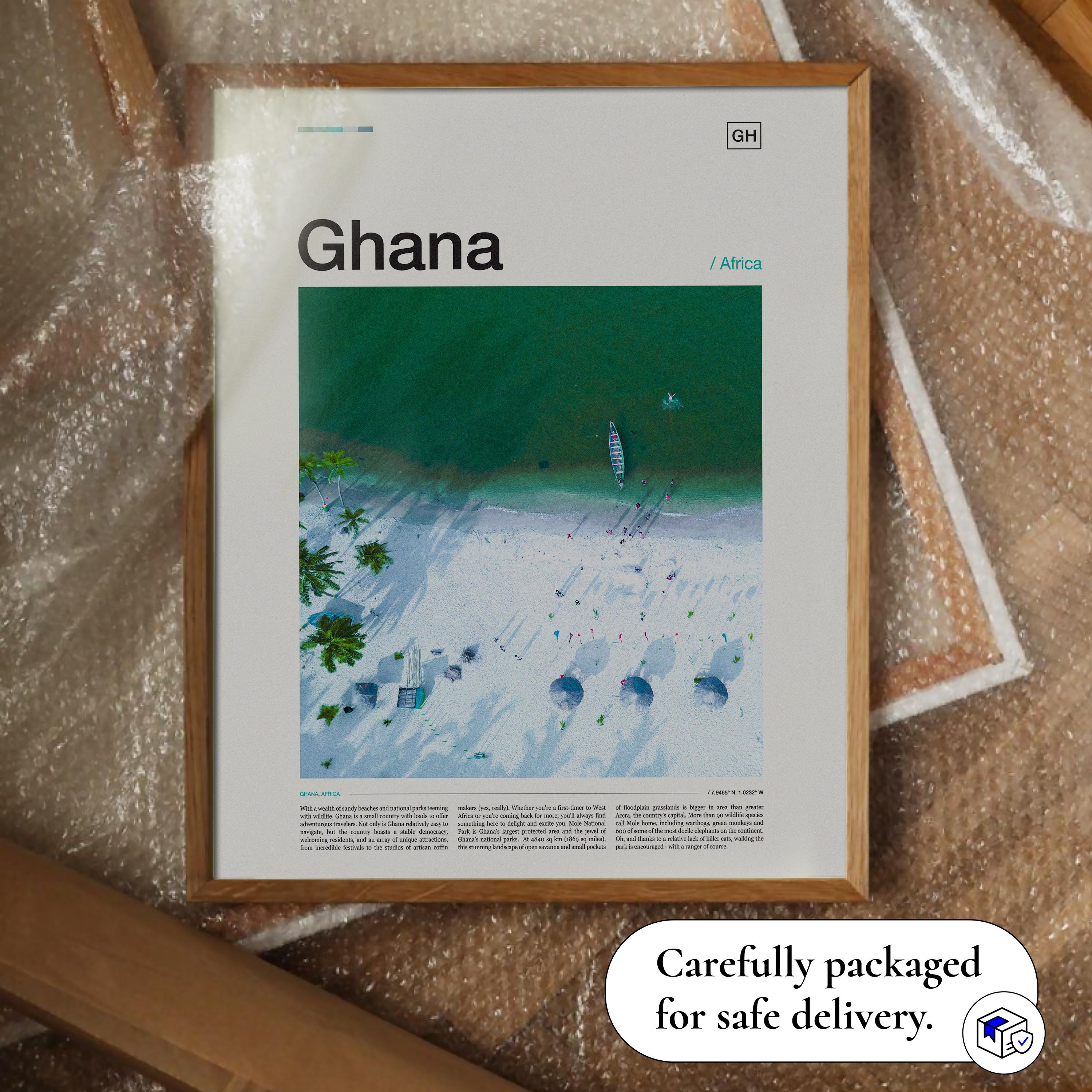 Ghana Poster, Africa Travel Art Print With Scenic Photography, Wall ...
