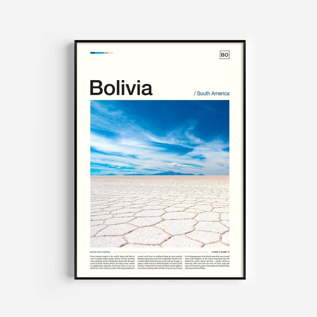 Bolivia Print, Bolivia Poster, Bolivia Wall Art, Bolivia Art Print ...