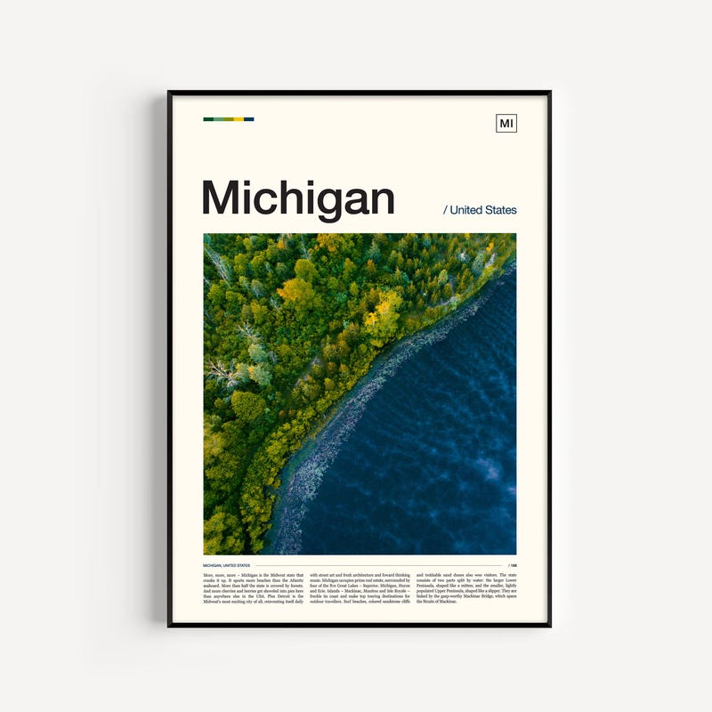 Michigan Poster - Etsy