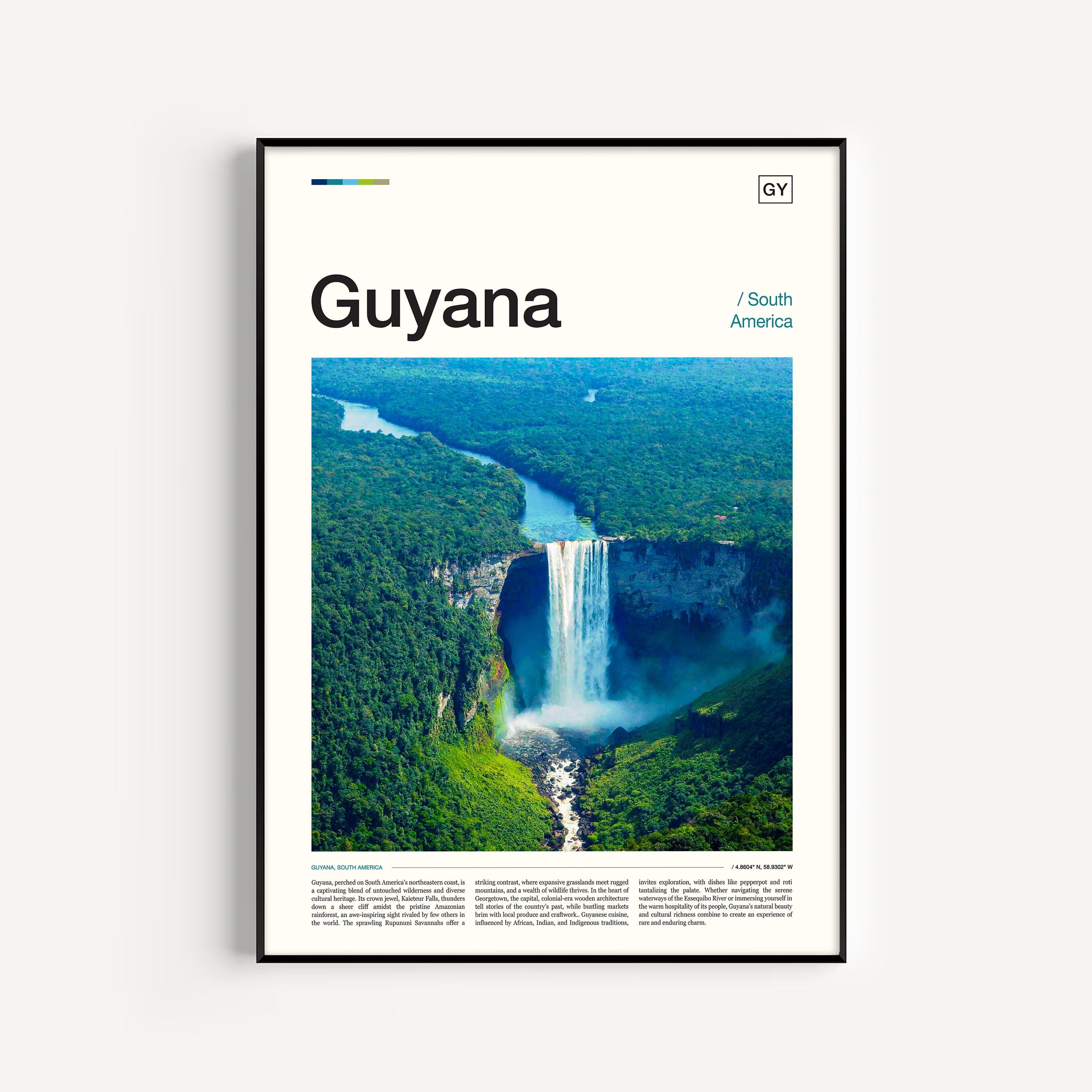 Guyana Print, Guyana Poster, Guyana Wall Art, Guyana Art Print, Guyana ...