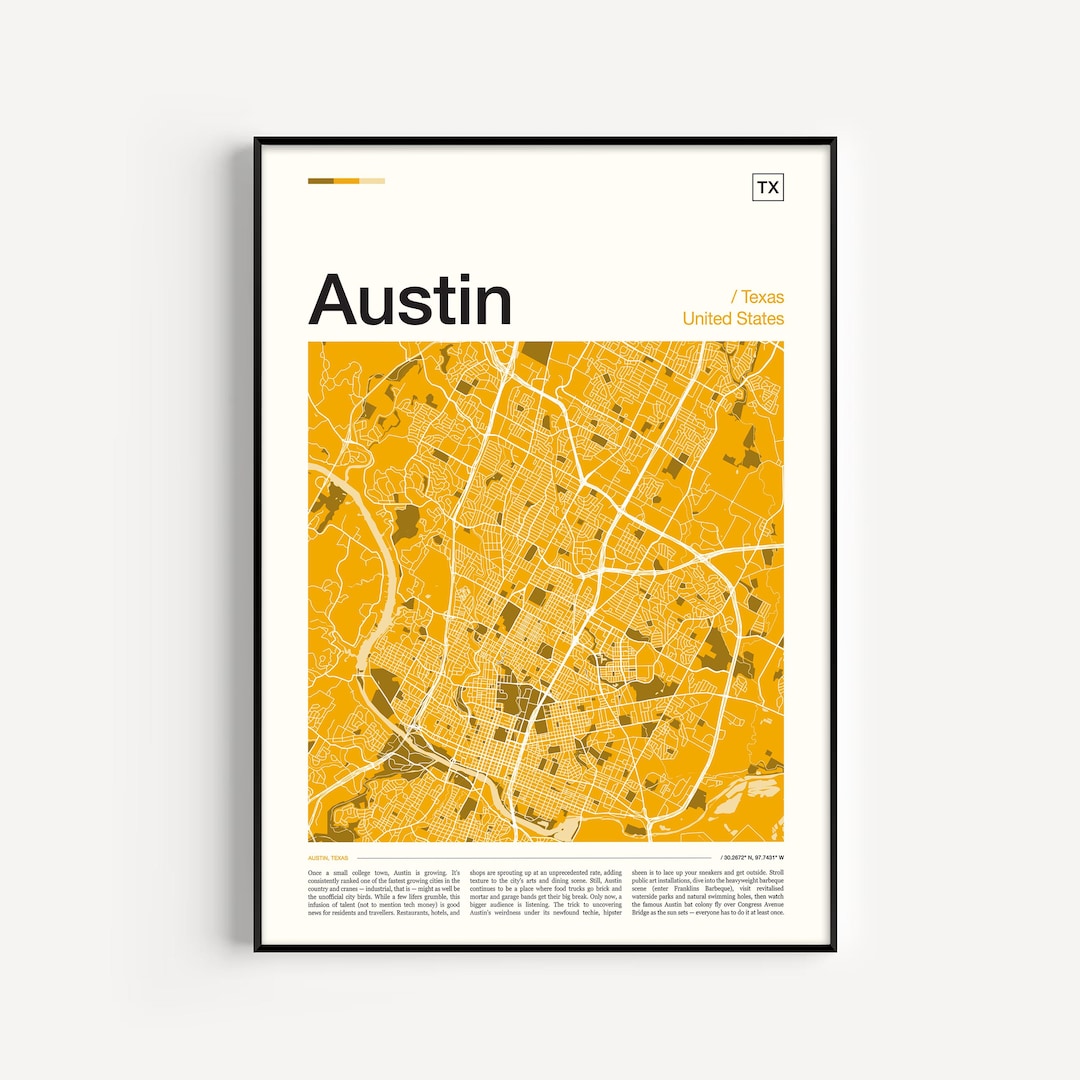 Austin Map Print, Austin Poster, Austin Map, Austin Print, Austin Wall ...