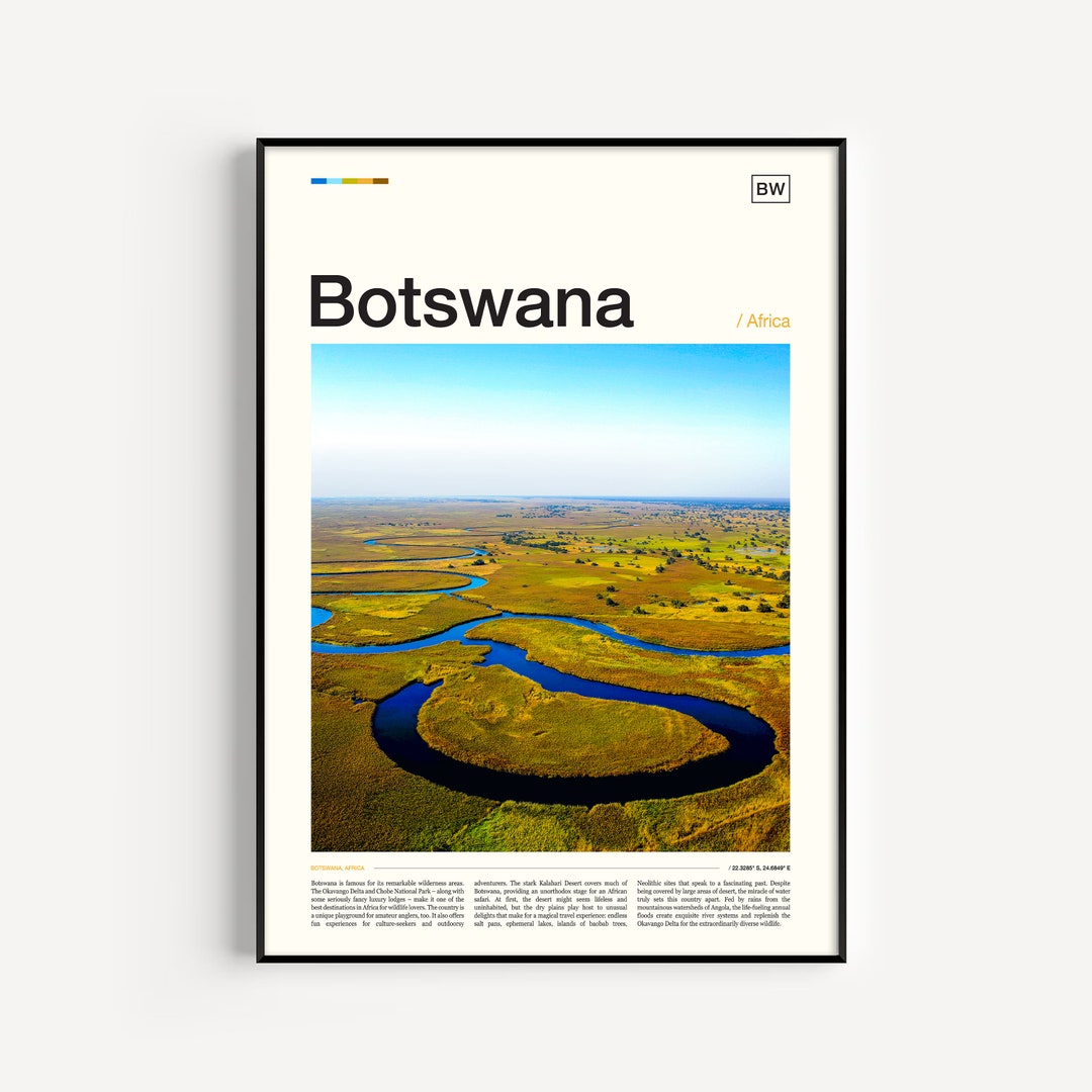 Botswana Poster, Botswana Wall Art, Botswana Print, Botswana Art Print ...