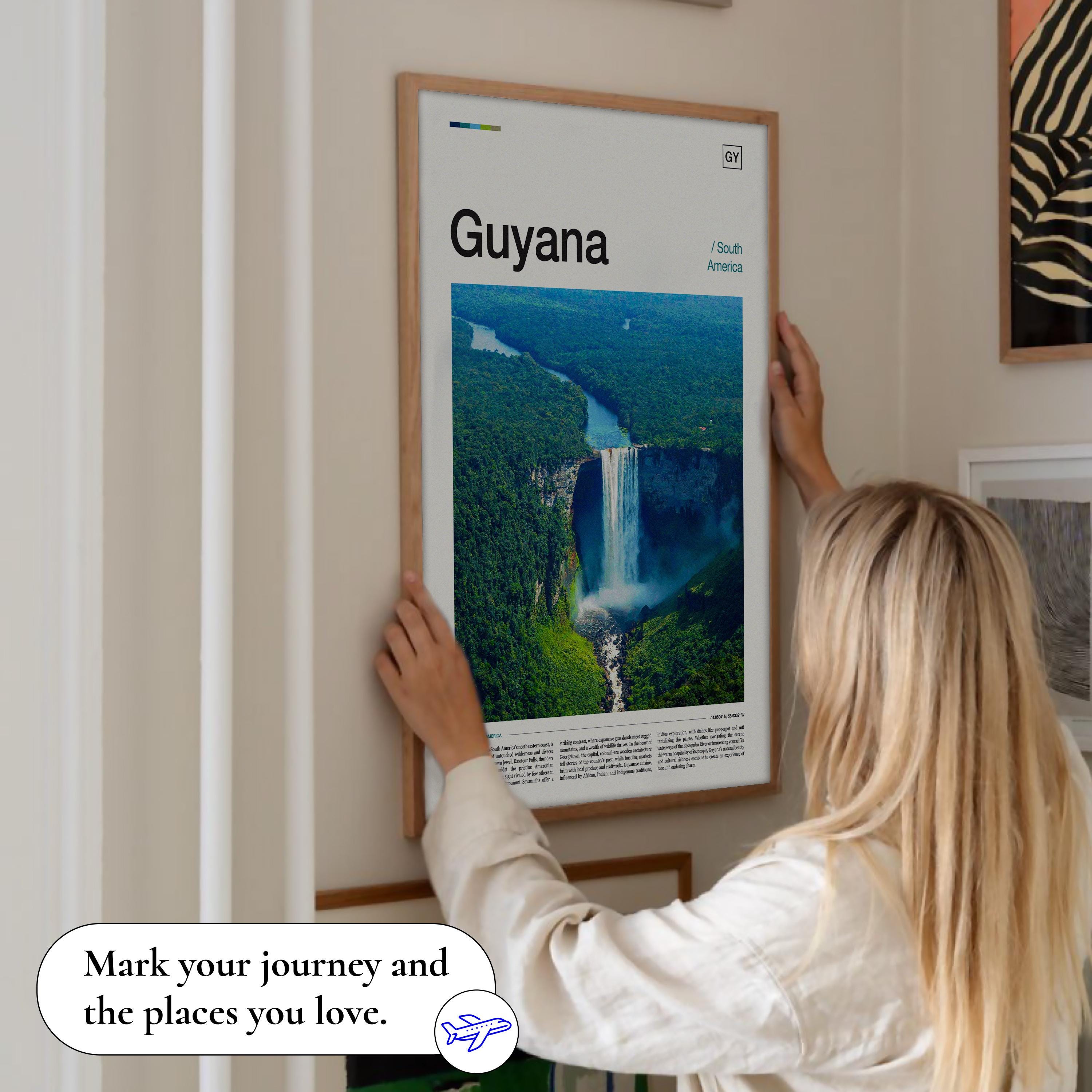 Guyana Print, Guyana Poster, Guyana Wall Art, Guyana Art Print, Guyana ...