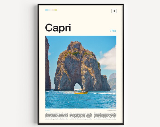 Capri Art Print Skyline, Capri Poster, Vertical Print, Capri Italy ...