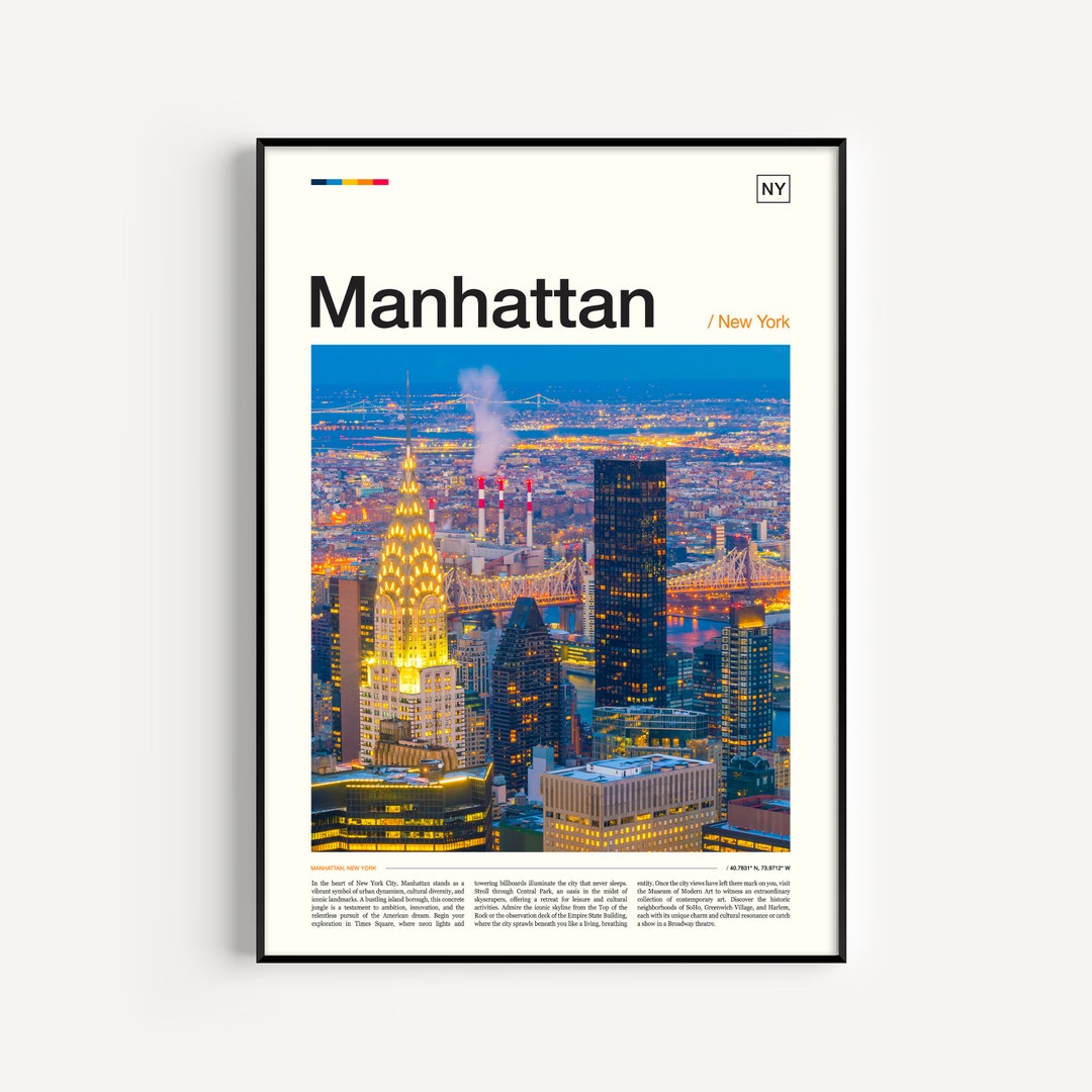 Manhattan Poster, Manhattan Skyline, New York Poster, NYC Poster, New ...