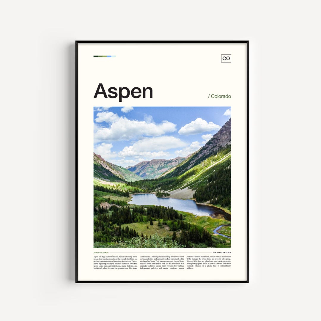 Aspen Print, Colorado Travel Poster, Rocky Mountain Wall Art, Aspen ...