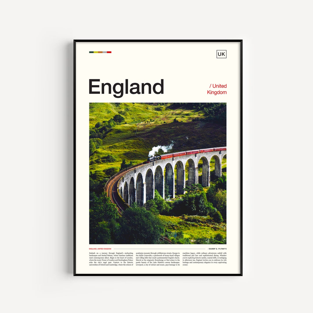 England Print, England Poster, England Wall Art, England Art Print ...