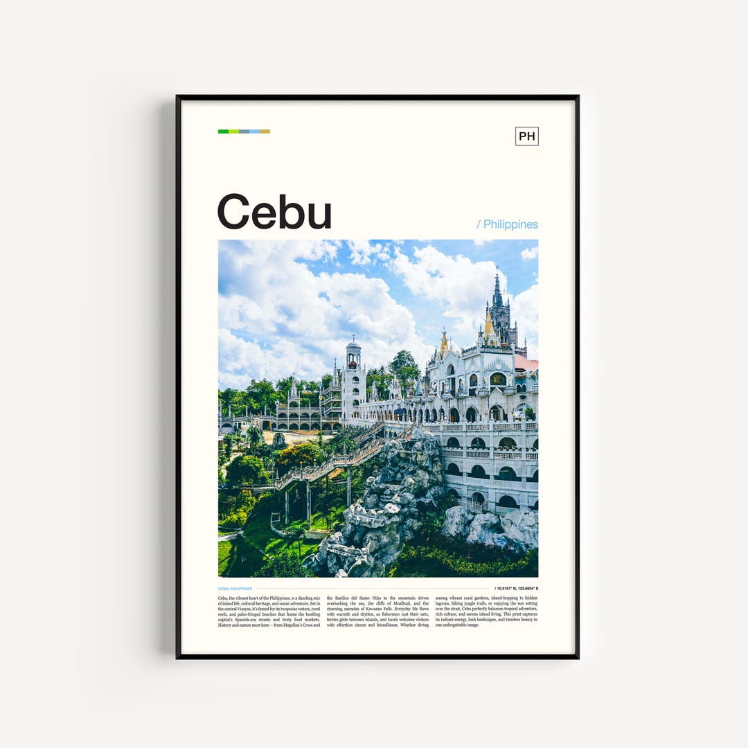 Cebu Print – Philippines Travel Poster, Coastal City Wall Art, Tropical ...