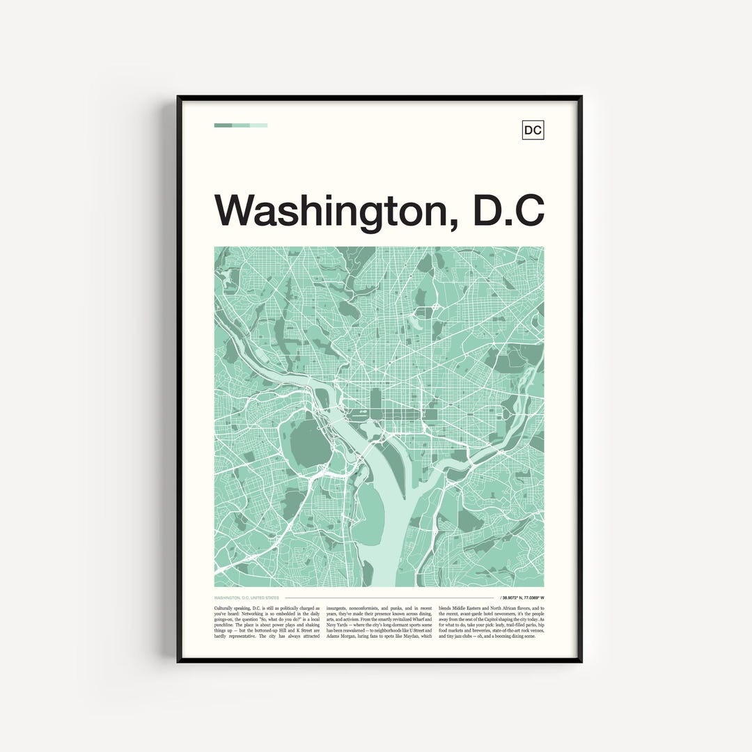 Washington DC Print, Washington DC Poster, Washington DC Map, Map Print ...