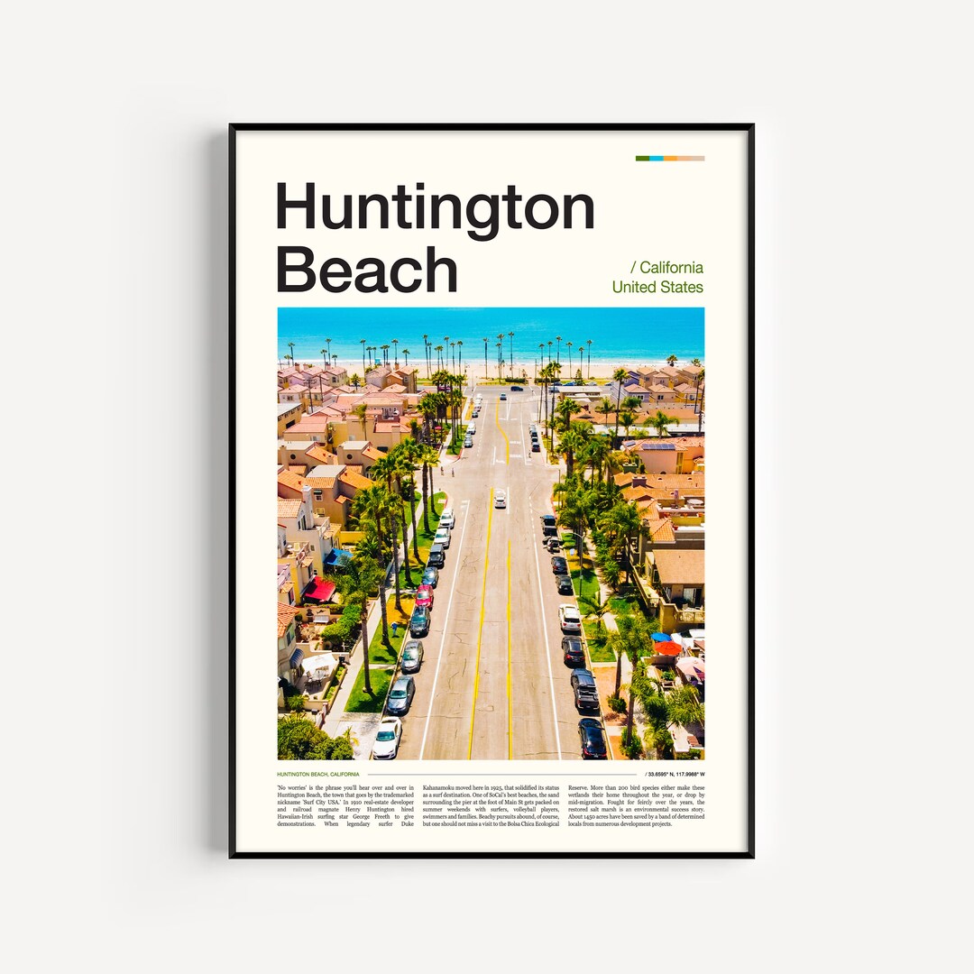 Huntington Beach Print, Huntington Beach Poster, Huntington Beach Wall ...