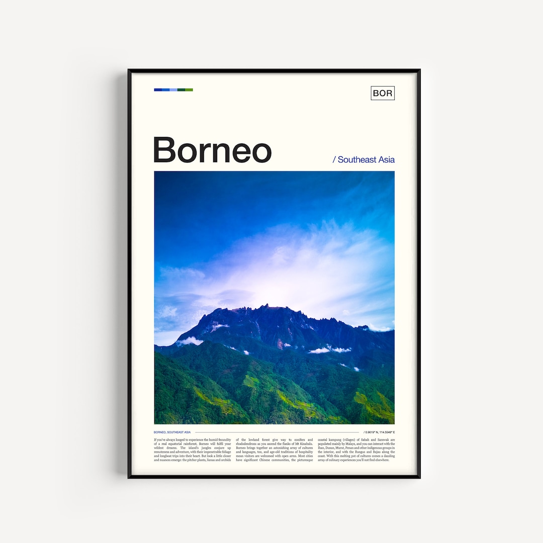 Borneo Print, Borneo Poster, Borneo Art Print, Borneo Wall Art, Borneo ...