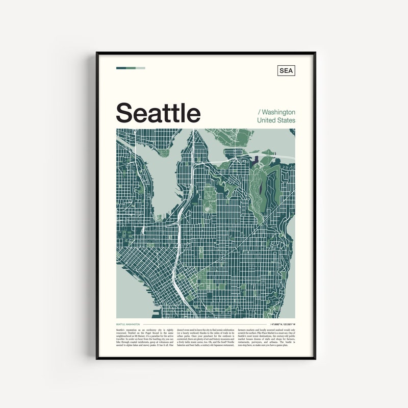 Seattle Poster - Etsy