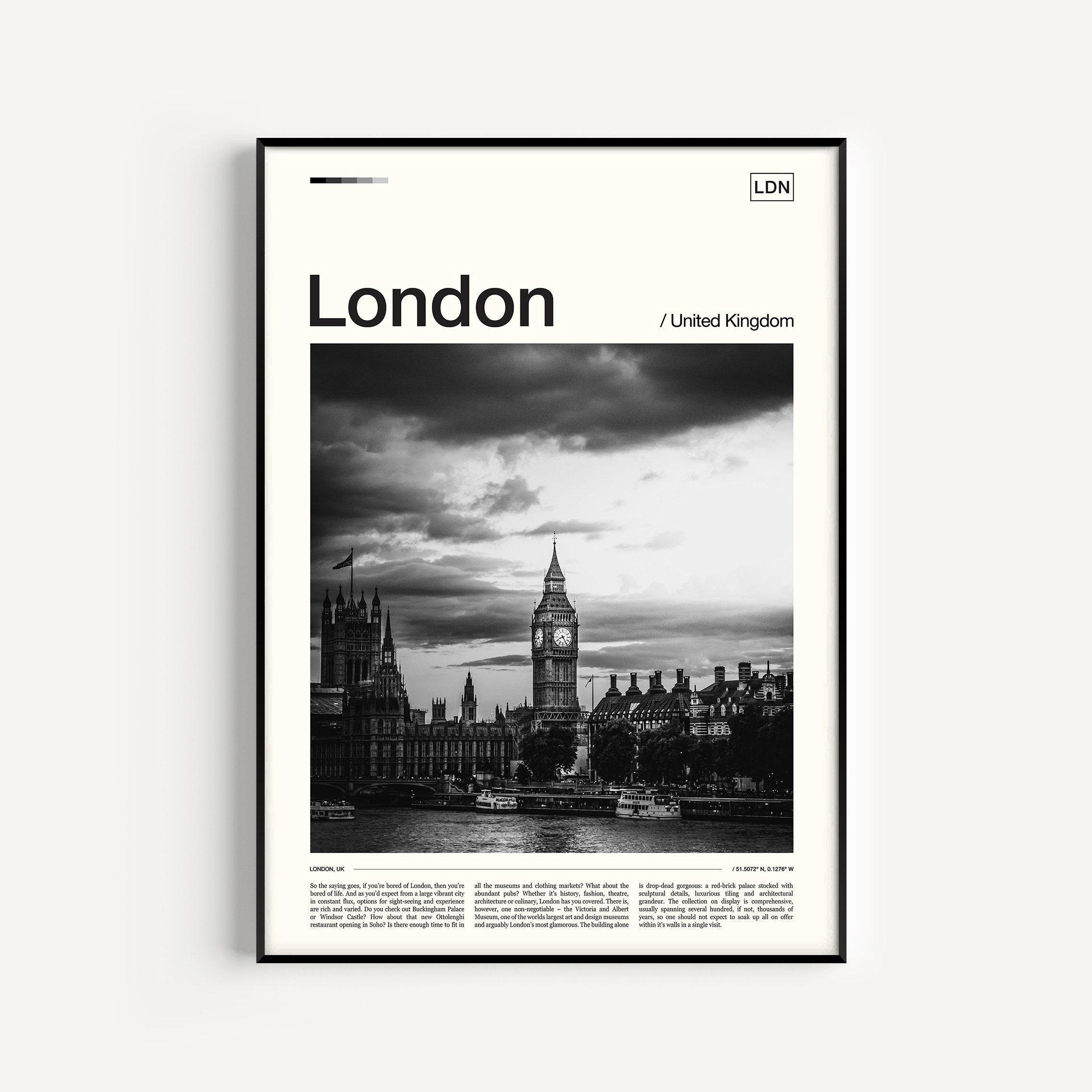 London Poster Black And White