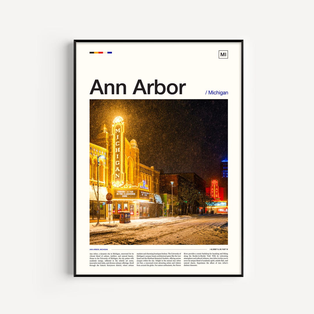 Ann Arbor Poster, Ann Arbor Print, Ann Arbor Wall Art, Ann Arbor Art ...