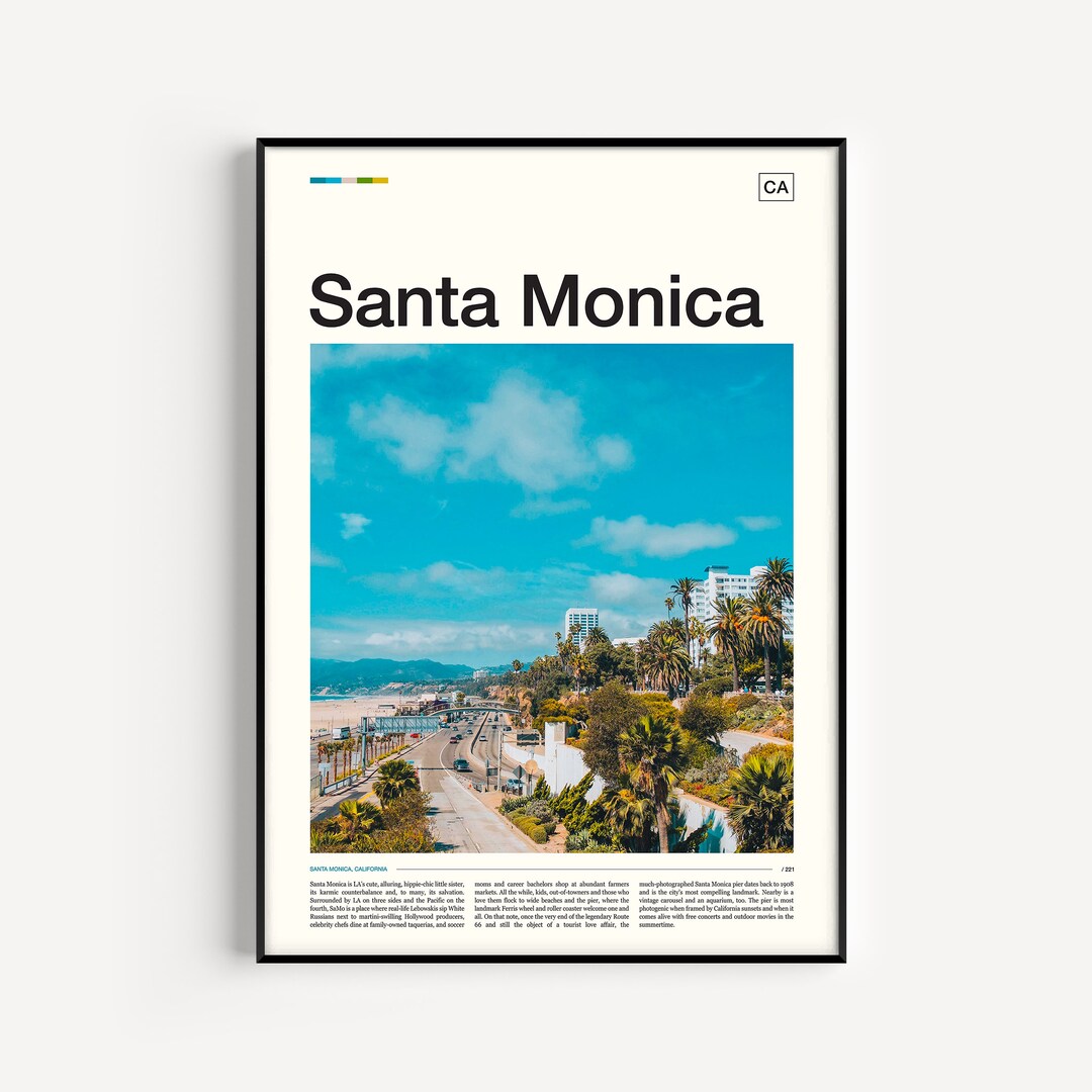 Santa Monica Print Santa Monica Poster Santa Monica Wall - Etsy
