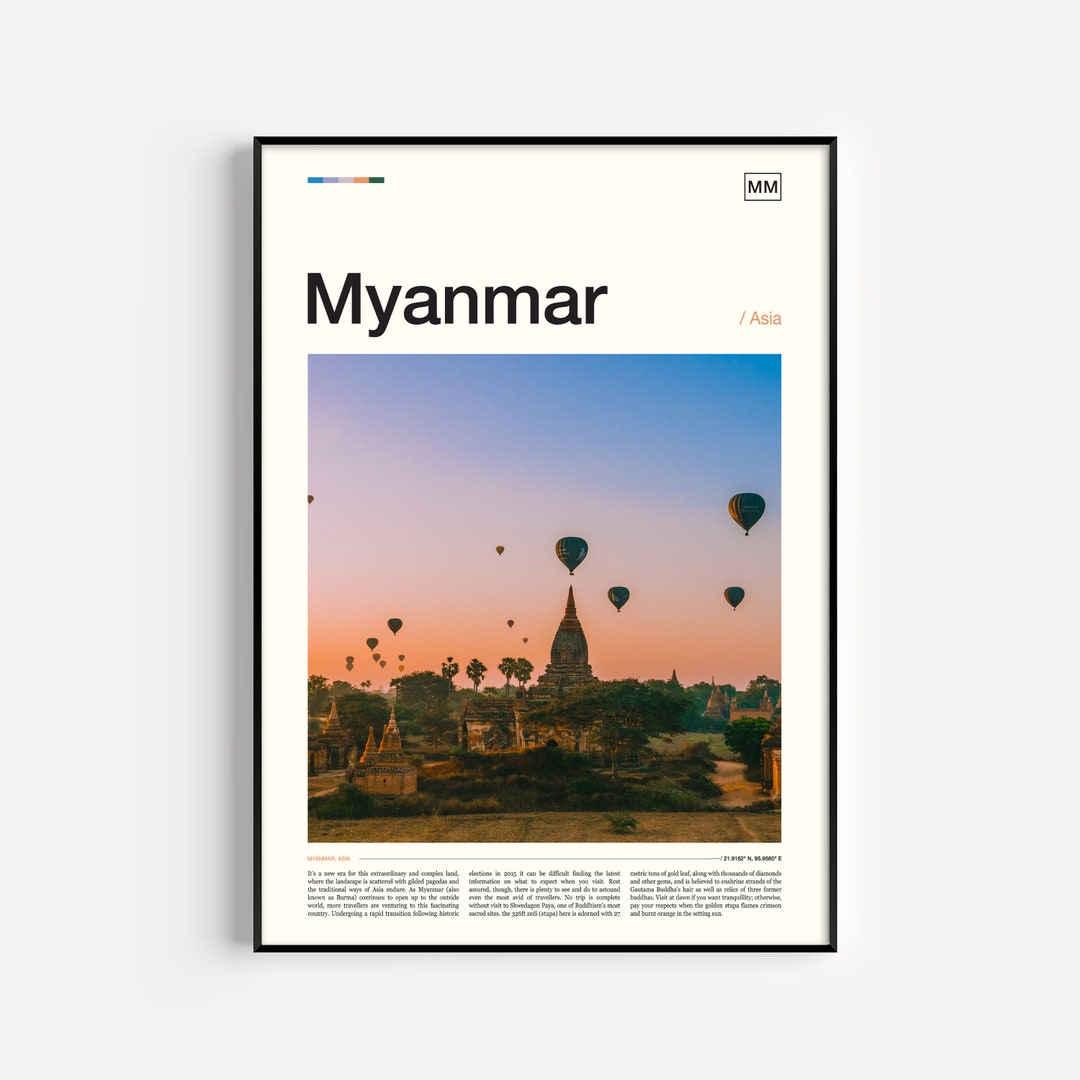 Myanmar Print, Myanmar Poster, Myanmar Wall Art, Myanmar Art Print ...