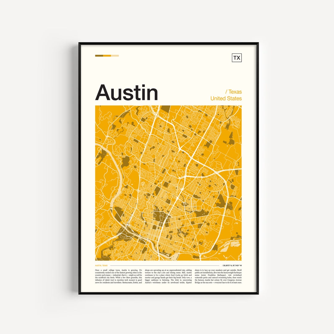 Austin Map Print, Austin Poster, Austin Map, Austin Print, Austin Wall ...