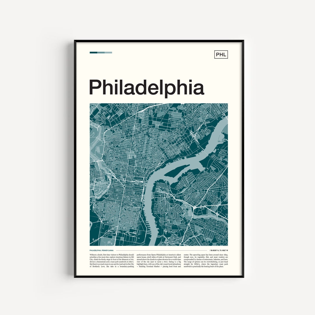 Philadelphia Map Print, Philadelphia Poster, Philadelphia Map ...