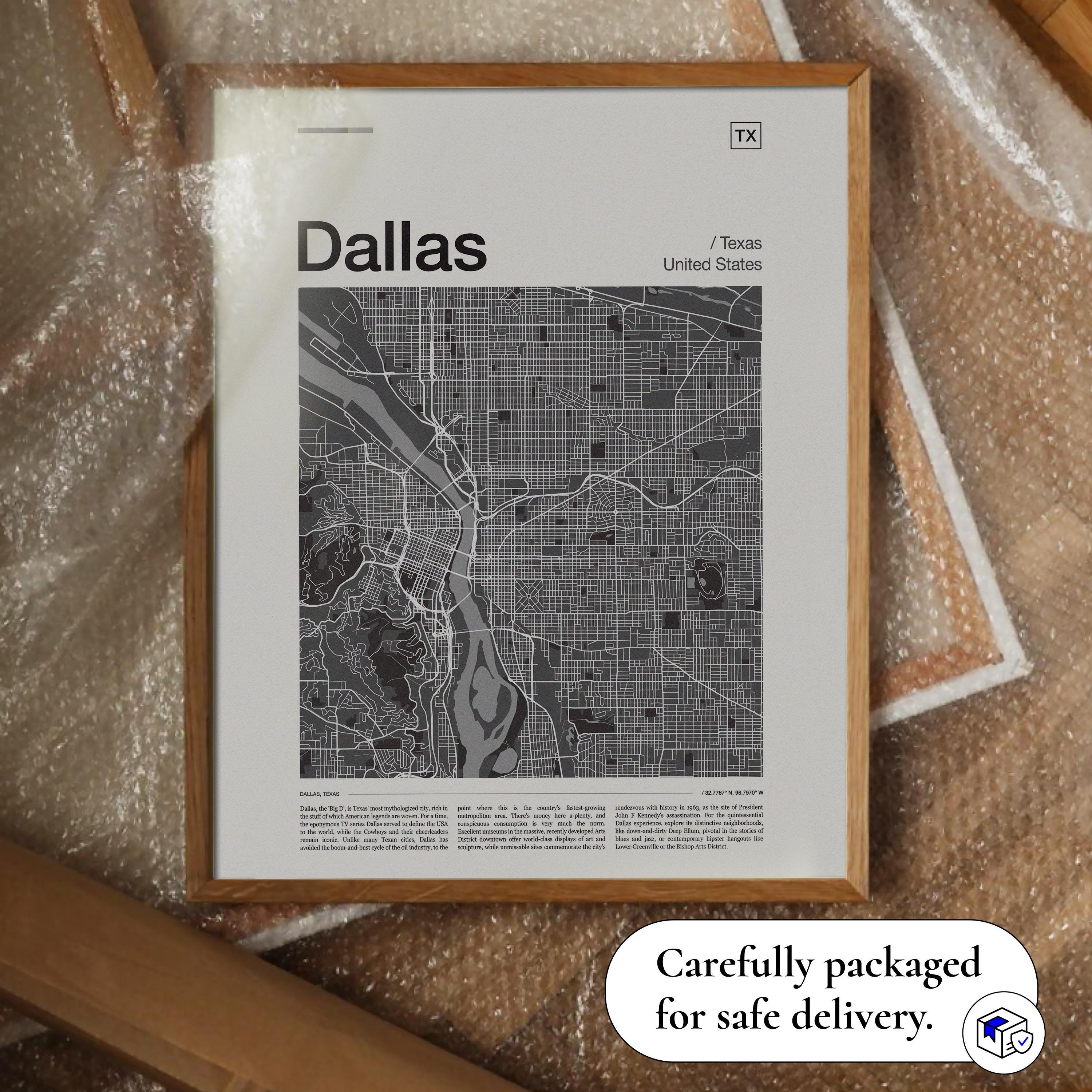 Dallas Map Art Print: Texas Cityscape Poster - Etsy