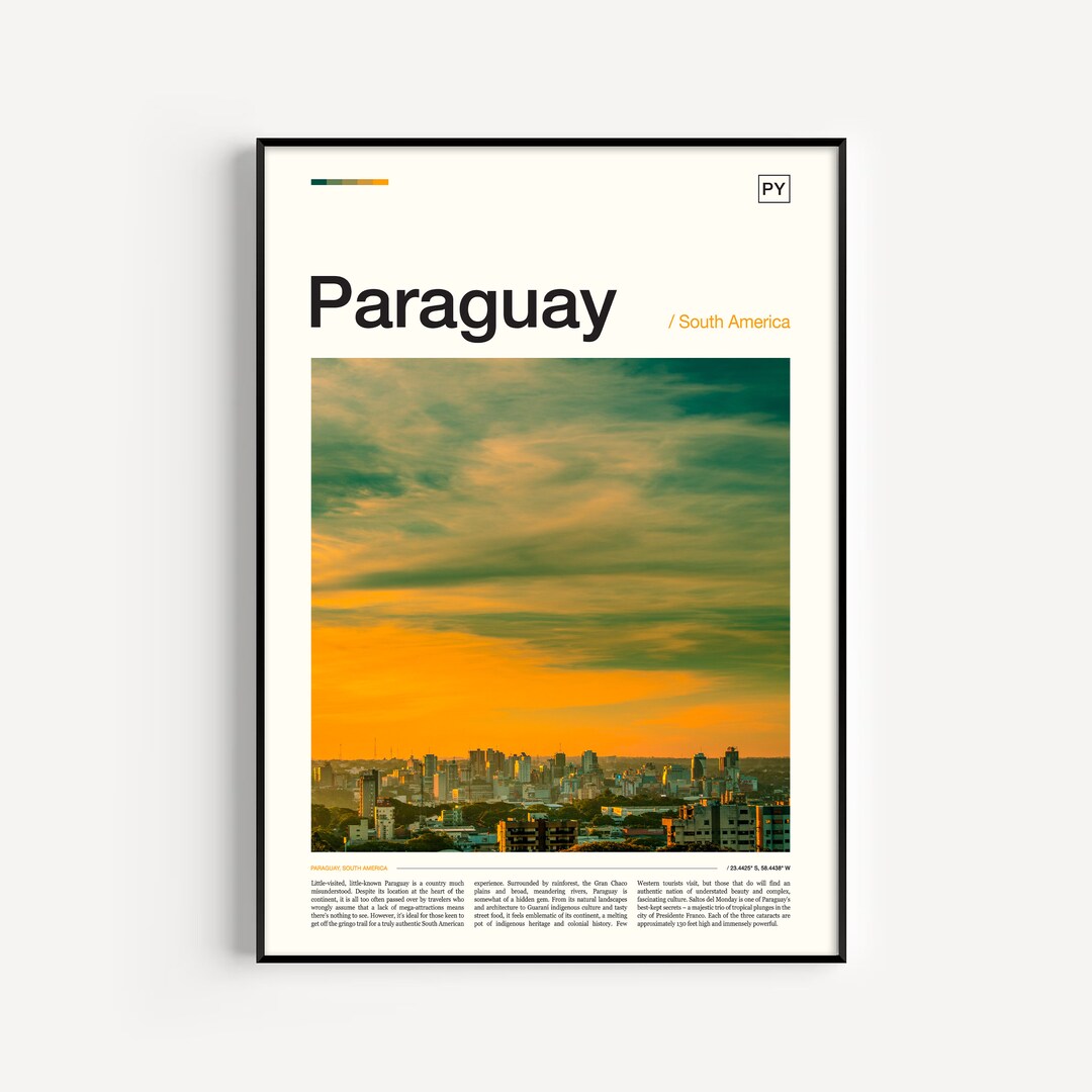 Paraguay Print, Paraguay Poster, Paraguay Art Print, Paraguay Wall Art ...