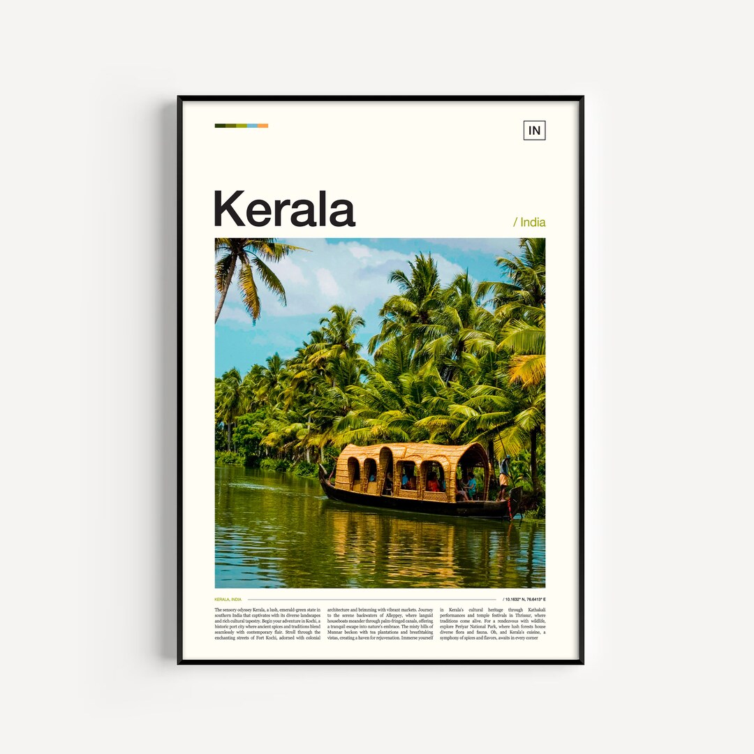 Kerala Print, Kerala Poster, Kerala Wall Art, Kerala Art Print, Kerala ...