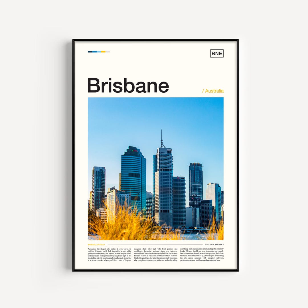 Brisbane Print, Brisbane Poster, Brisbane Wall Art, Brisbane Art Print ...