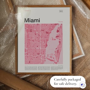 Miami Map Art Print: Modern City Travel Poster - Etsy
