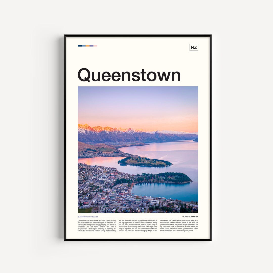 Queenstown Print, Queenstown Poster, Queenstown Wall Art, Queenstown ...