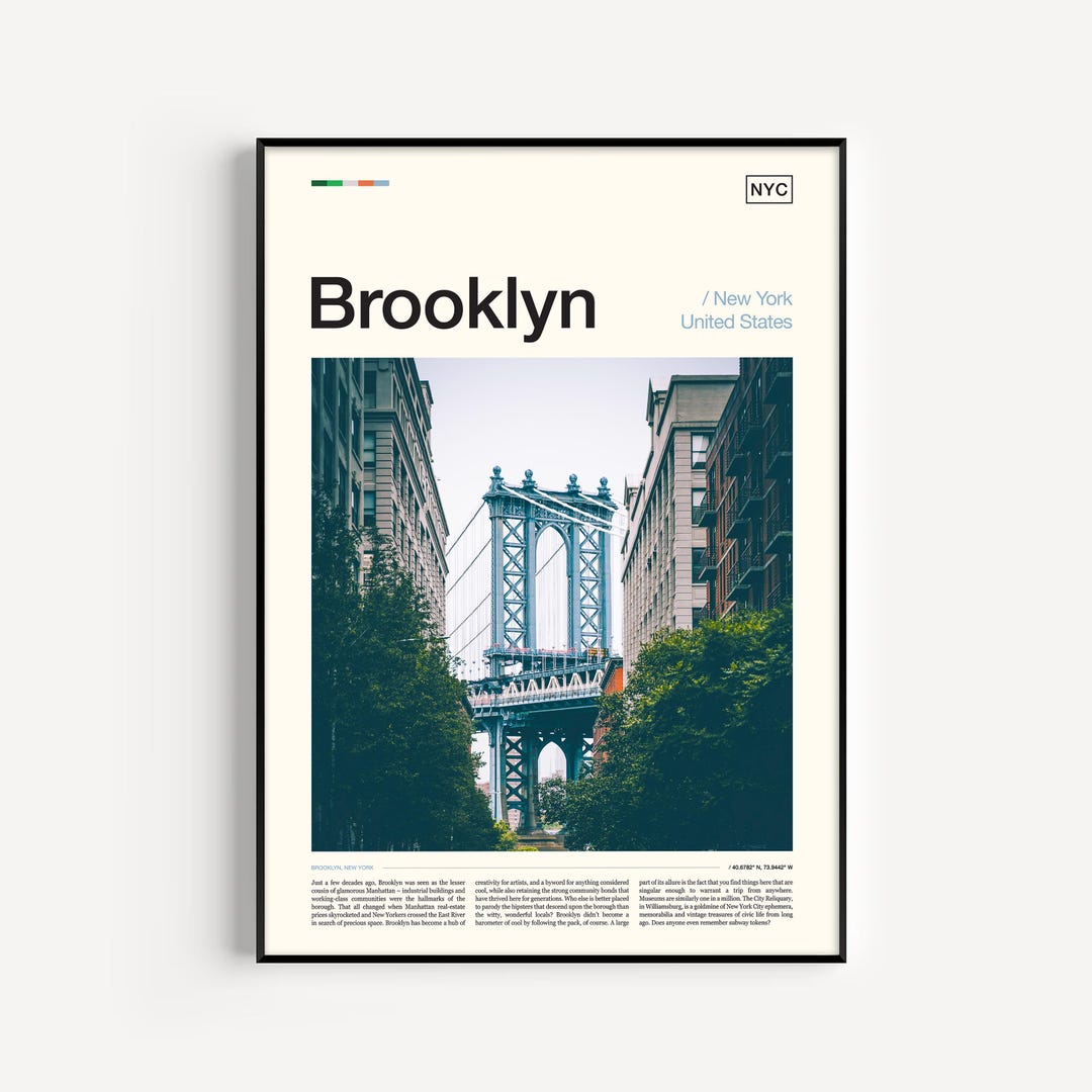 Brooklyn Print, Brooklyn Poster, Brooklyn Wall Art, Brooklyn Art Print ...