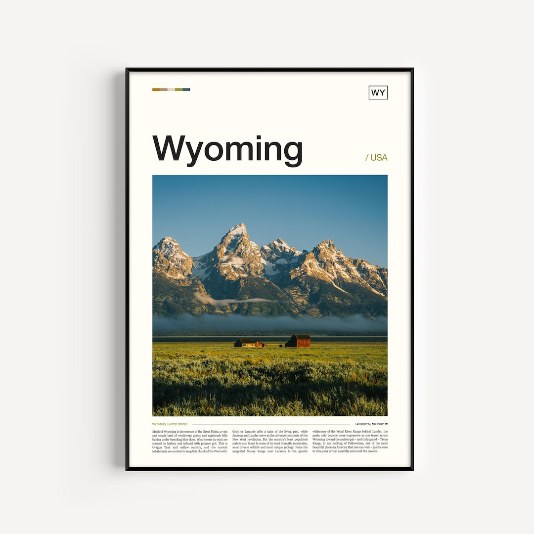 Wyoming Print, Wyoming Wall Art, Wyoming Art Print, Wyoming Poster ...