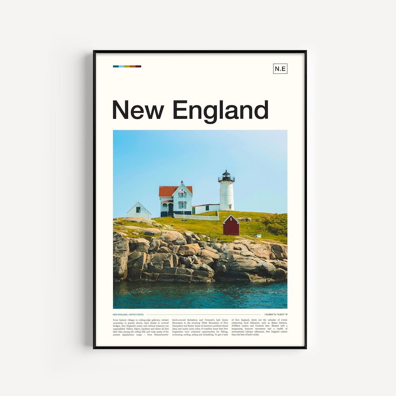 New England Poster - Etsy