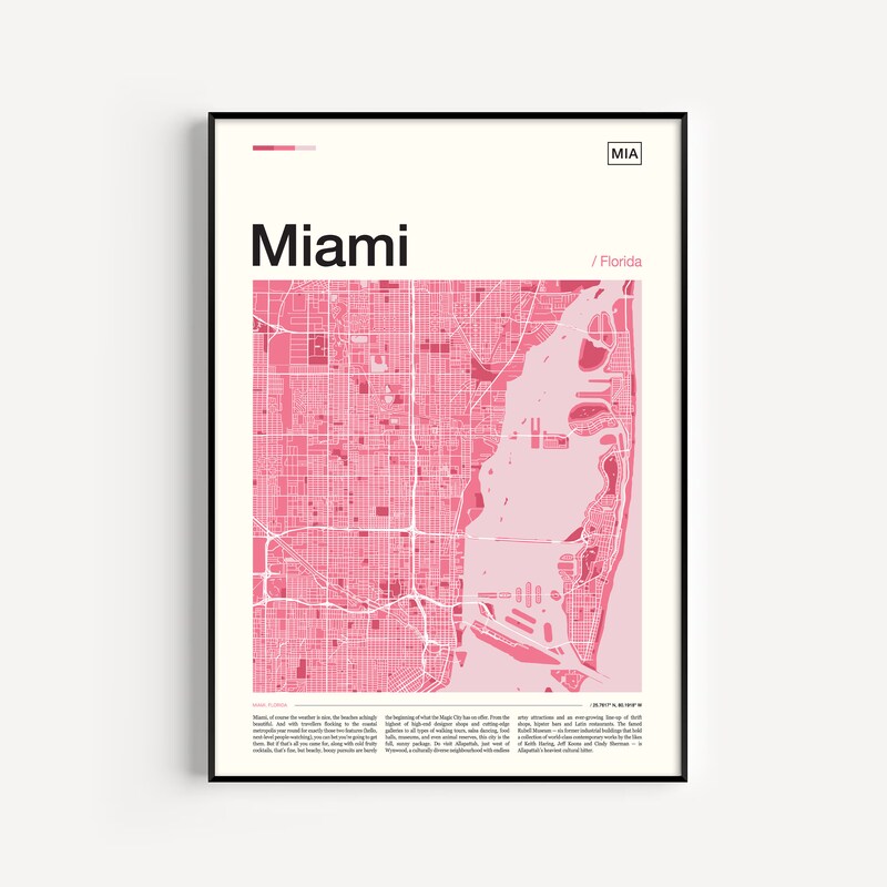 Miami Map Print - Etsy