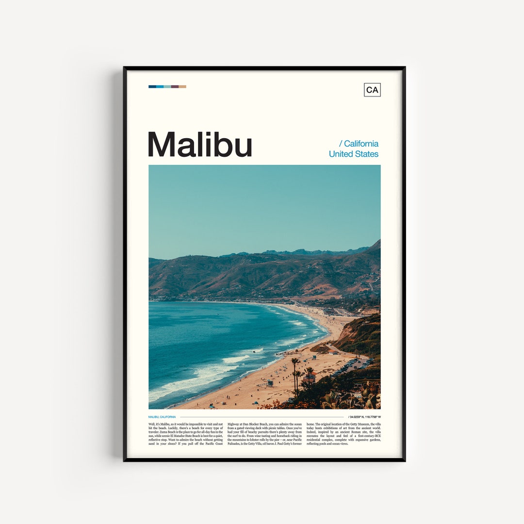 Malibu Print, Malibu Poster, Malibu Wall Art, Malibu Art Print, Malibu ...