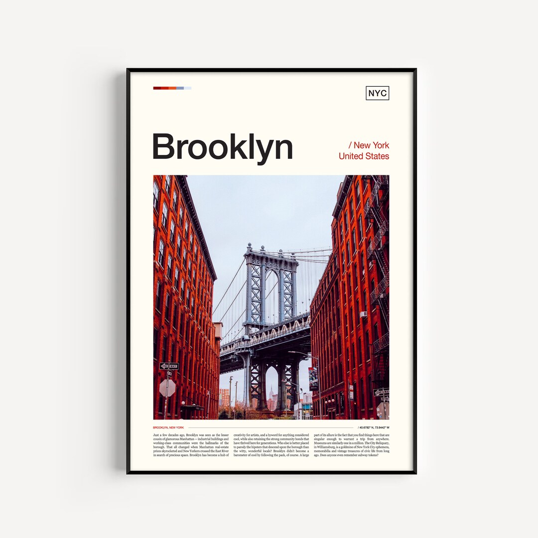 Brooklyn Print, Brooklyn Poster, Brooklyn Wall Art, Brooklyn Art Print ...
