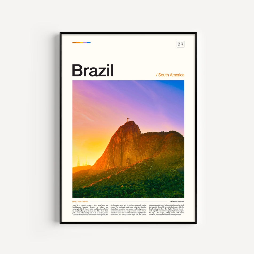 Brazil Art, Brazil Poster, Brazil Print, Brazil Wall Art, Brazilian Art ...