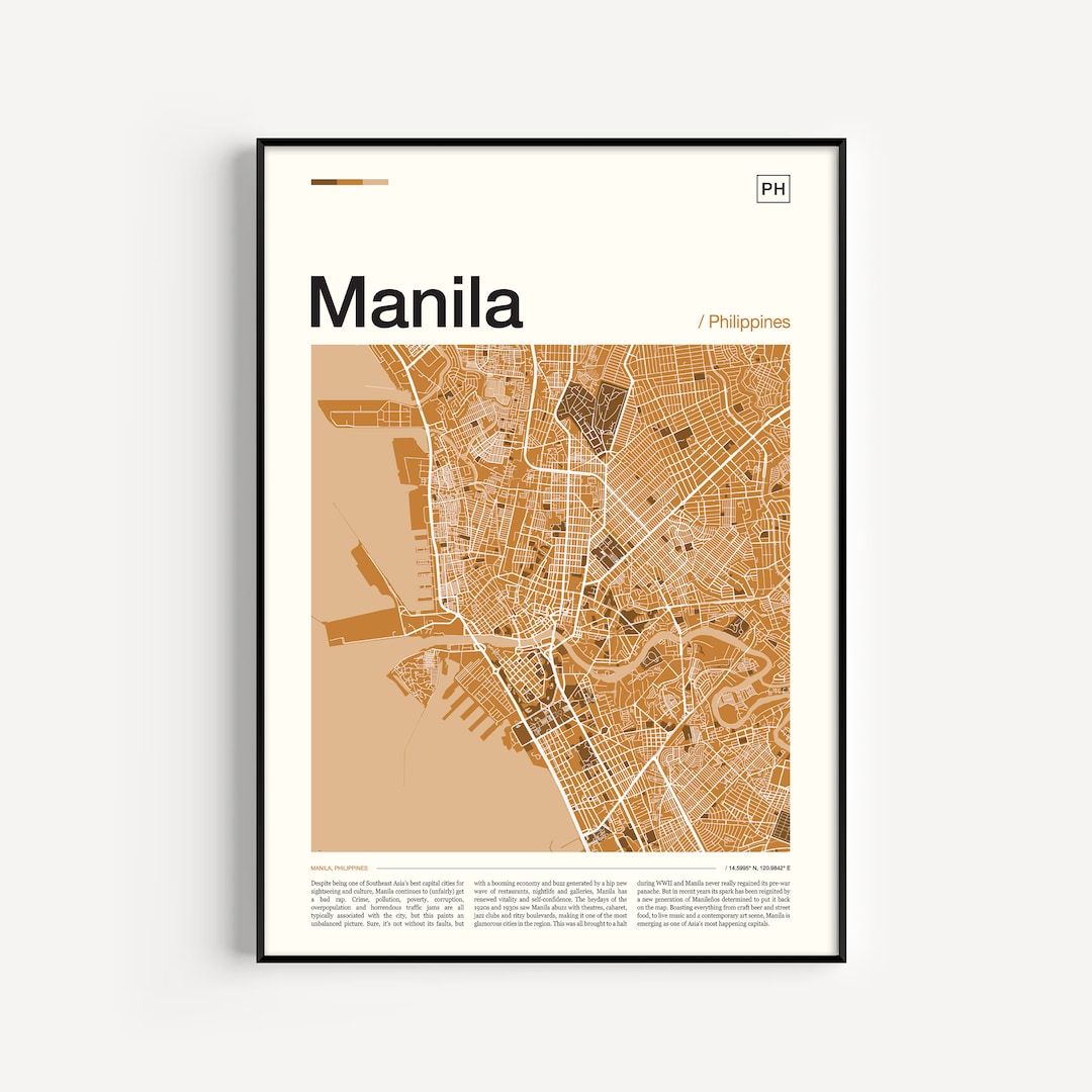 Manila Map Print, Manila Poster, Manila Map, Manila Print, Manila Wall ...