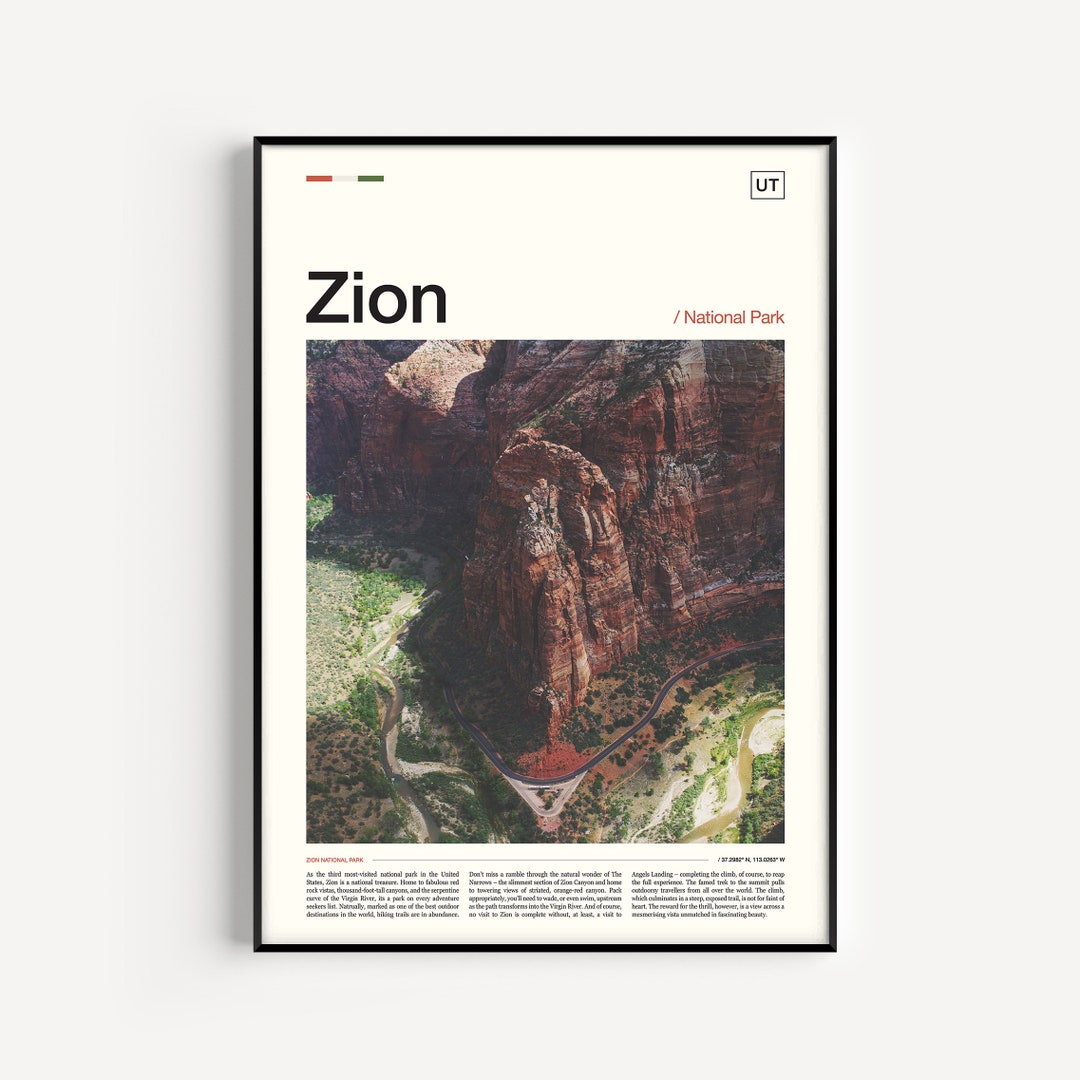 Zion National Park Poster, Zion Print, Zion Poster, Zion Art, Zion ...