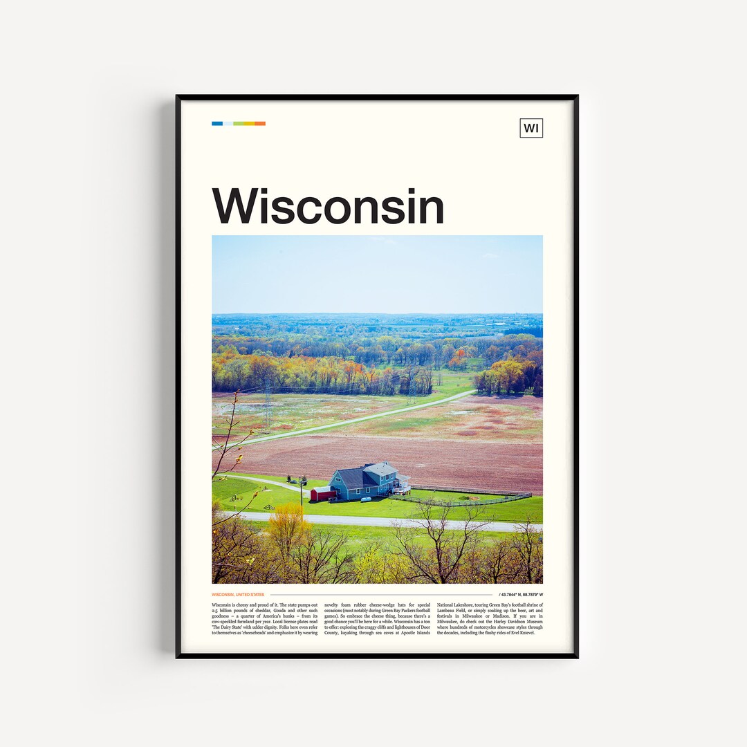 Wisconsin Print, Wisconsin Poster, Wisconsin Wall Art, Wisconsin Art ...