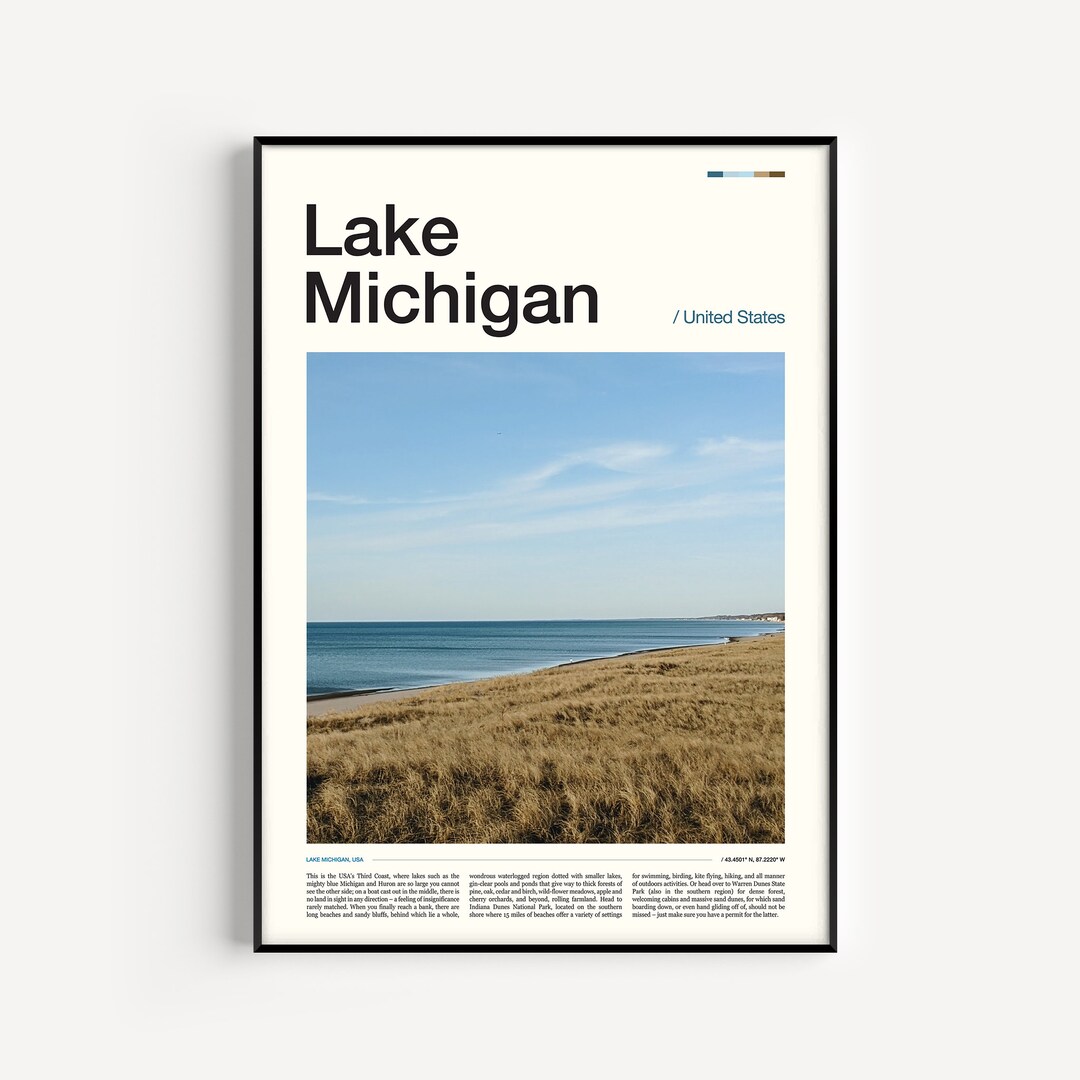 Lake Michigan Print, Lake Michigan Poster, Lake Michigan Wall Art, Lake ...
