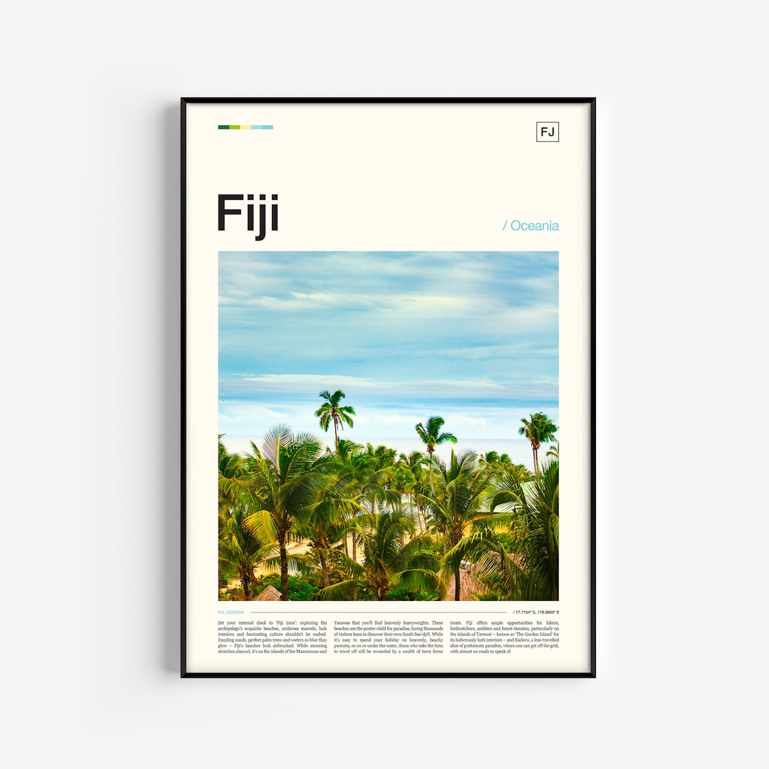 Fiji Print, Fiji Poster, Fiji Wall Art, Fiji Art Print, Fiji Artwork ...