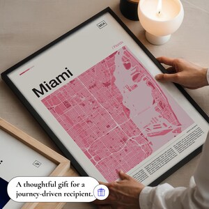 Miami Map Art Print: Modern City Travel Poster - Etsy