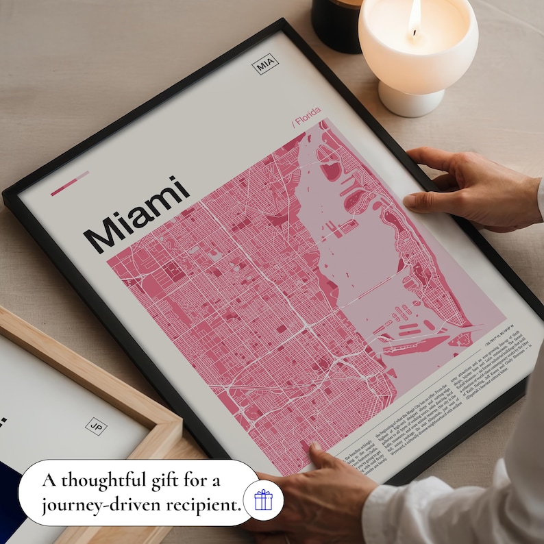 Miami Map Art Print: Modern City Travel Poster - Etsy